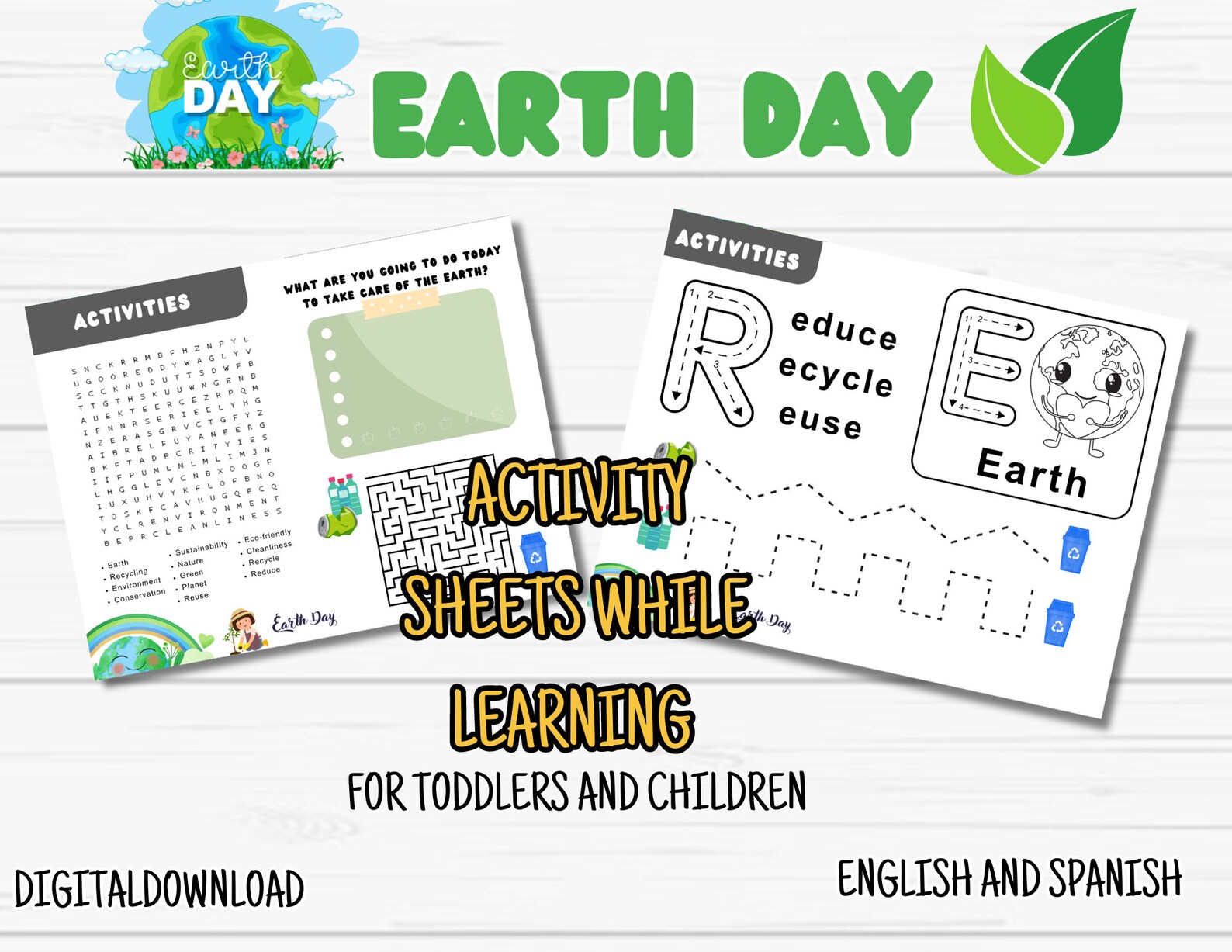 Earth Day Activity Pack: Coloring Pages, Paper Headband (digital ...