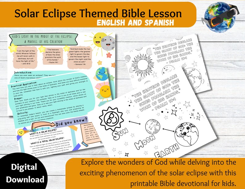 Solar Eclipse Bible Lesson: Homeschool Printable Activities (digital ...