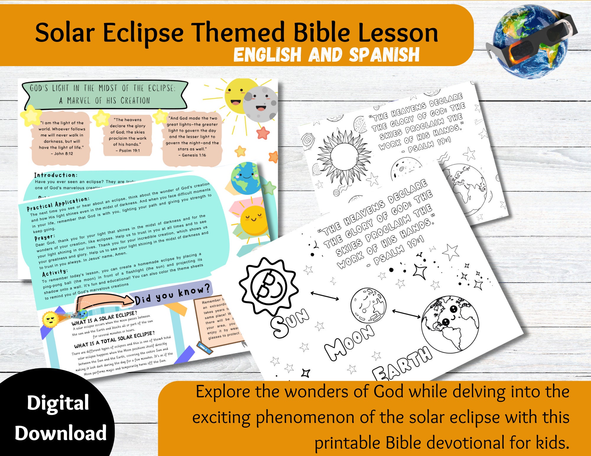 Solar Eclipse Themed Bible Lesson Bundle 2024 Solar Eclipse Lesson ...