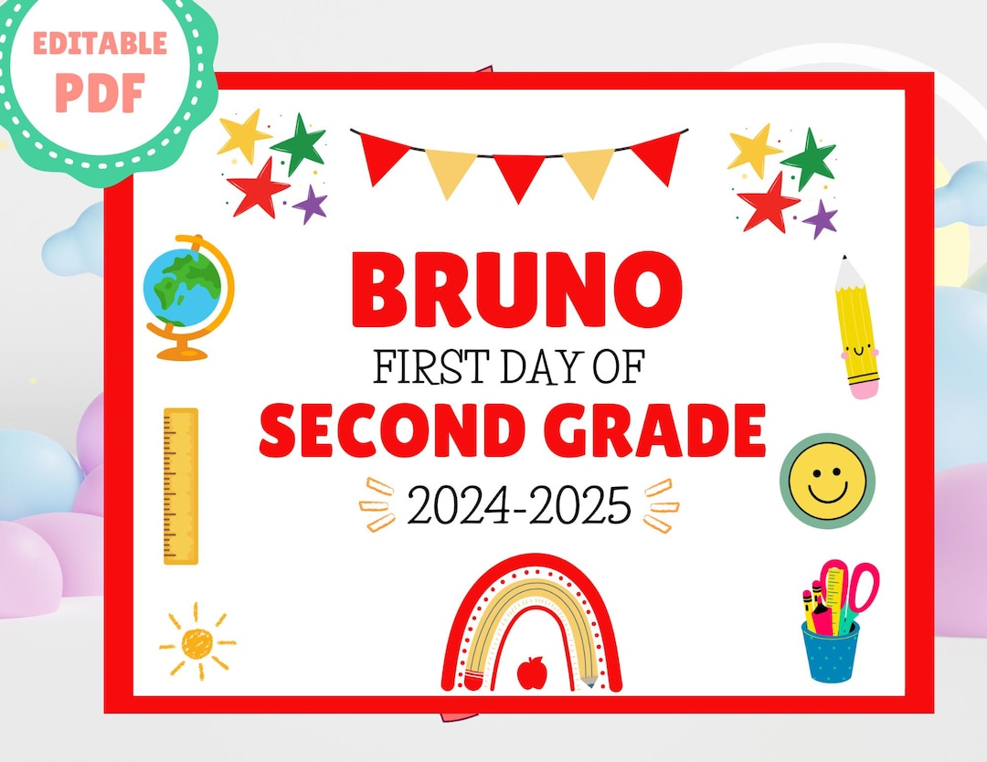 Editable First Day of School Sign, Printable, Personalized Sign, Back ...