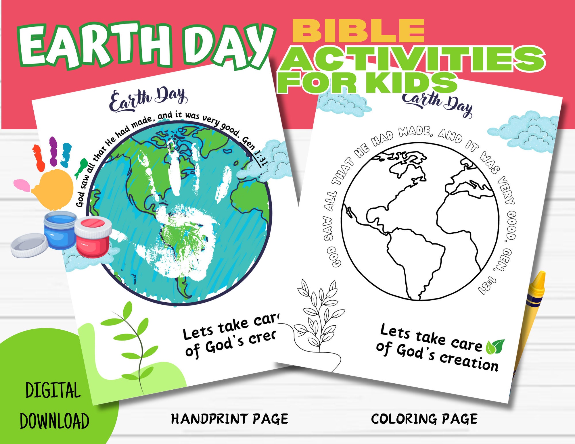 Earth Day Bible Lesson for Kids, Printable, Earth Day Handprint ...