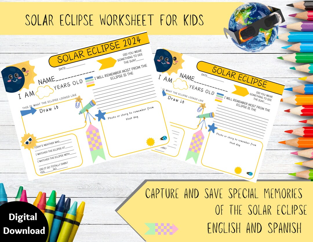 Solar Eclipse Worksheet for Kids | Solar Eclipse Activity | My Own ...