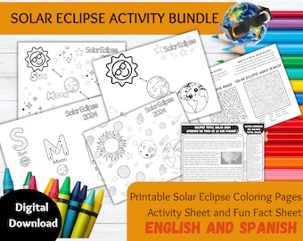 Solar Eclipse 2024 Activity Bundle, Solar Eclipse Coloring Pages, Kids ...