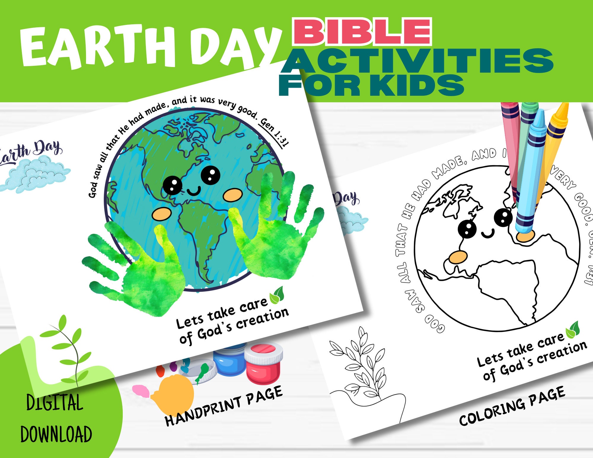 Earth Day Printable, Earth Day Handprint, Handprint Art Craft, Sunday ...
