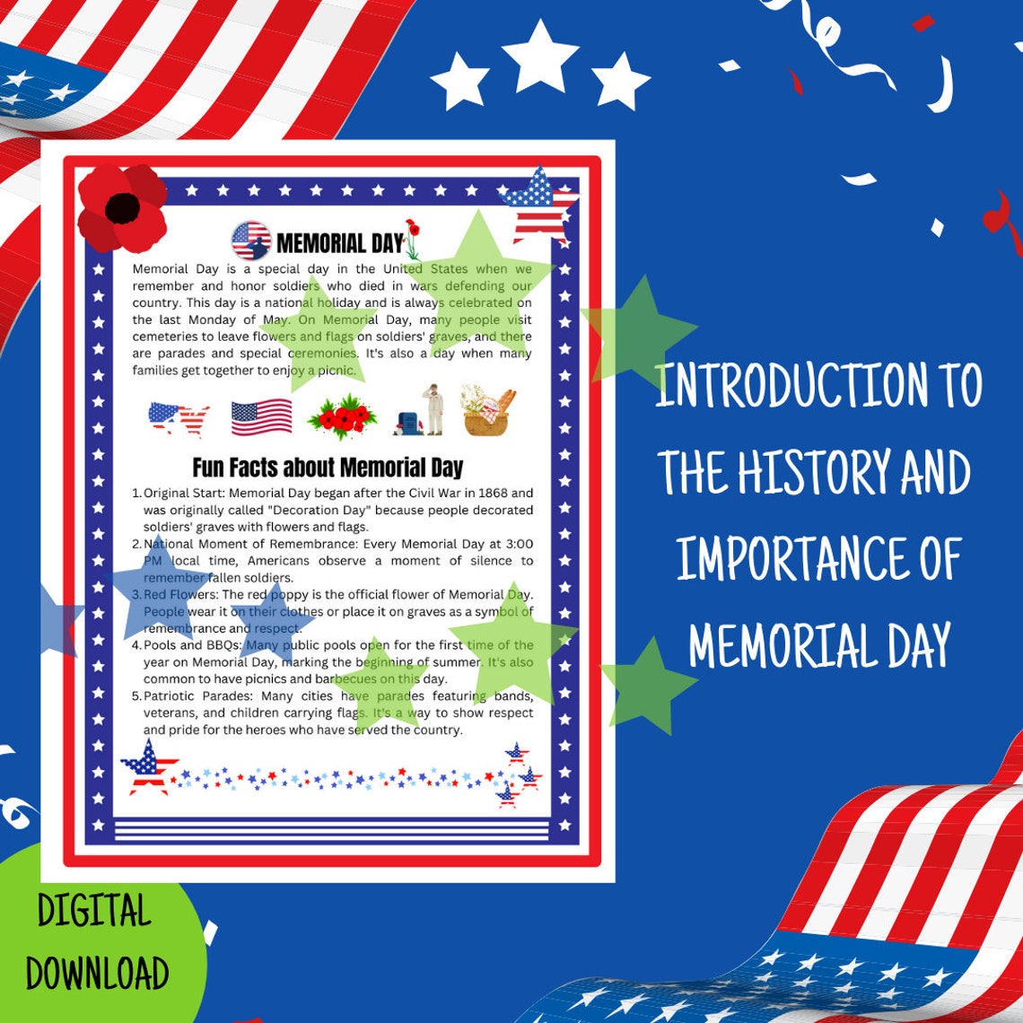 Memorial Day Handprint, Printables for Kids, Handprint Art, Patriotic ...