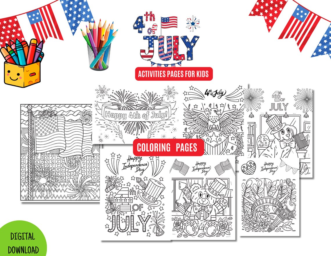 4th of July, Coloring Page, Printables for Kids, Coloring Book ...