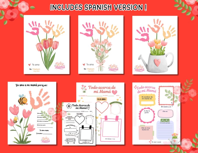 Bundle Mother's Day Printable | Kids' Handprint Keepsake | Teacher and ...