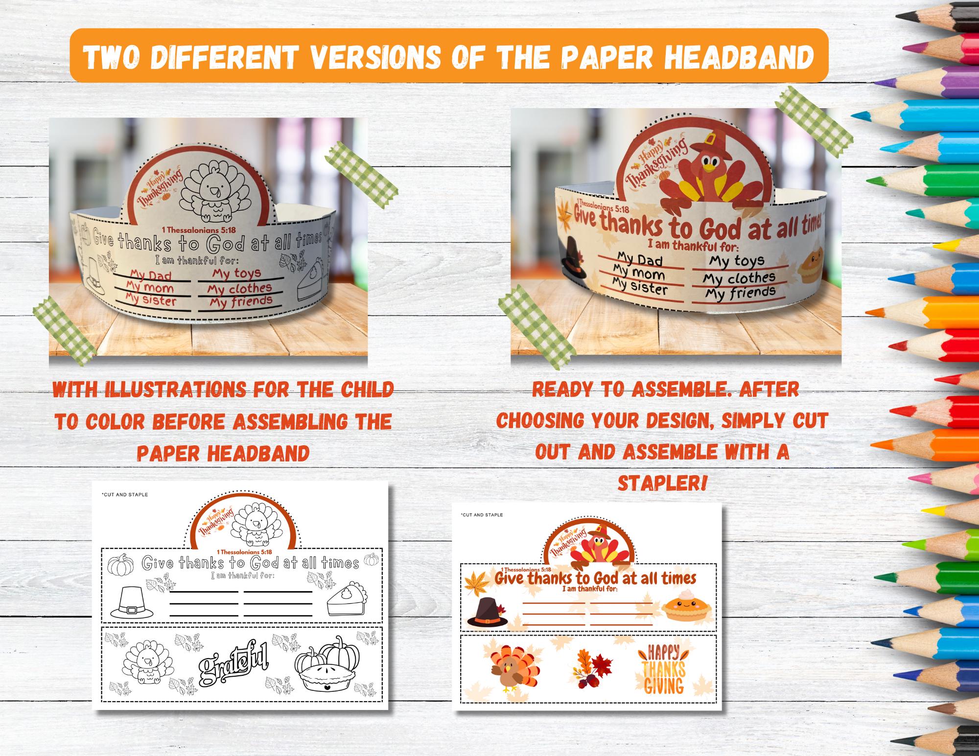 Christian Thanksgiving Headband Craft Printable, Bible Verse Crown for ...