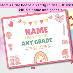 Editable First Day of School Sign, Printable, Personalized Sign, Back ...