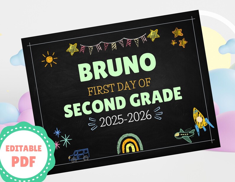 Editable First & Last Day of School Sign: Chalkboard PDF (digital ...