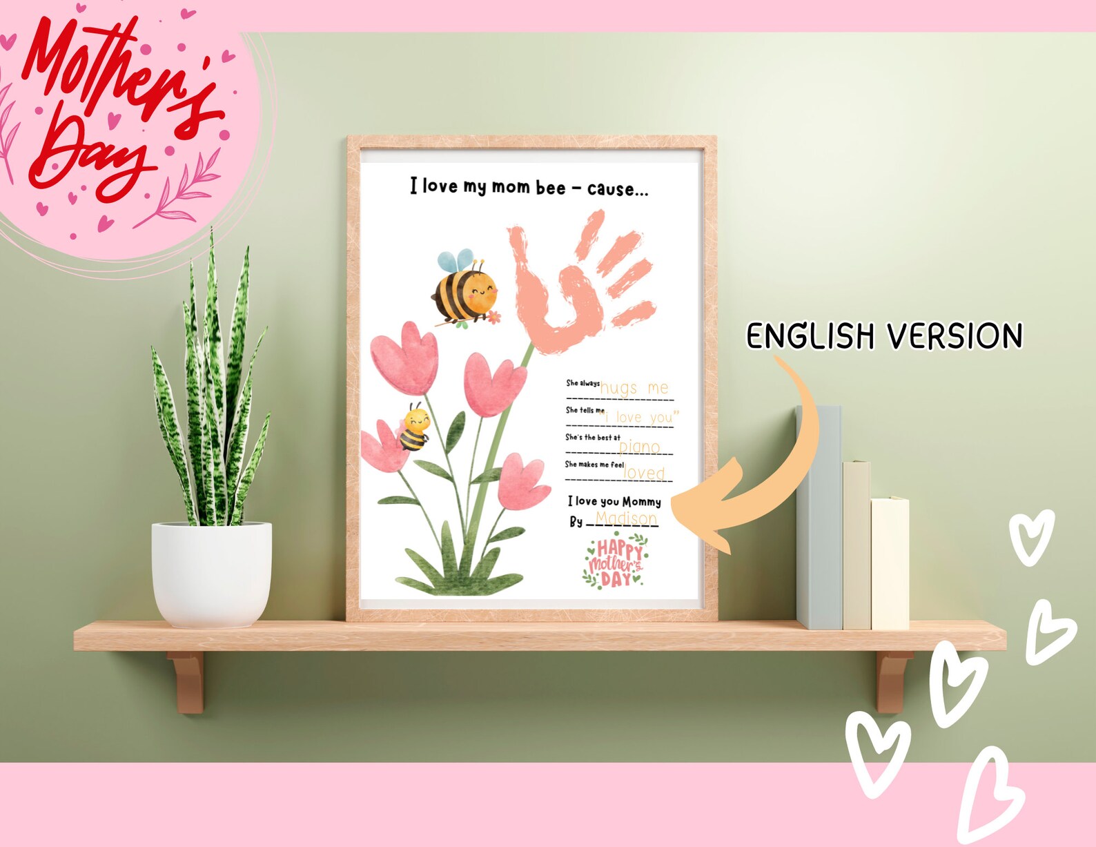 Mother’s Day Handprint Craft for Kids | I Love My Mom Bee-cause ...