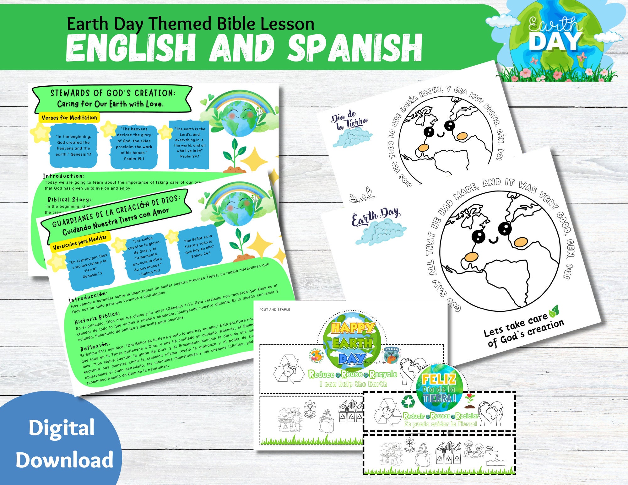 Earth Day Themed Bible Lesson Bundle - Earth Day Lesson - Homeschool ...