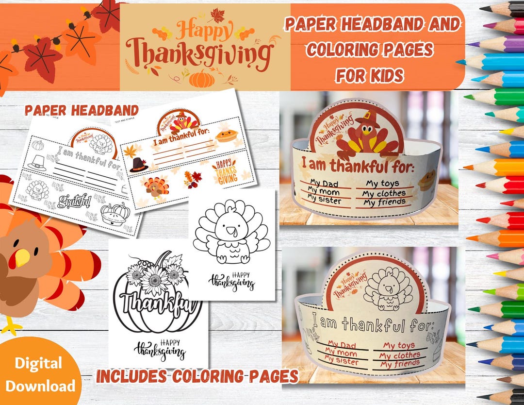 Thanksgiving Headband Craft for Kids | Printable Paper Crown PDF ...