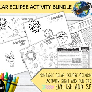 Solar Eclipse 2024 Activity Bundle, Solar Eclipse Coloring Pages, Solar ...