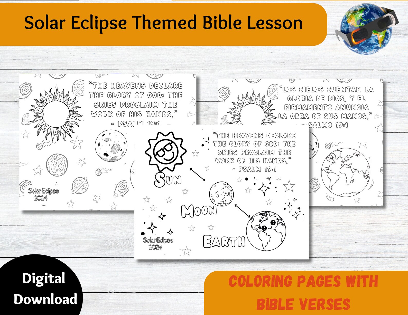 Solar Eclipse Bible Lesson: Homeschool Printable Activities (digital ...
