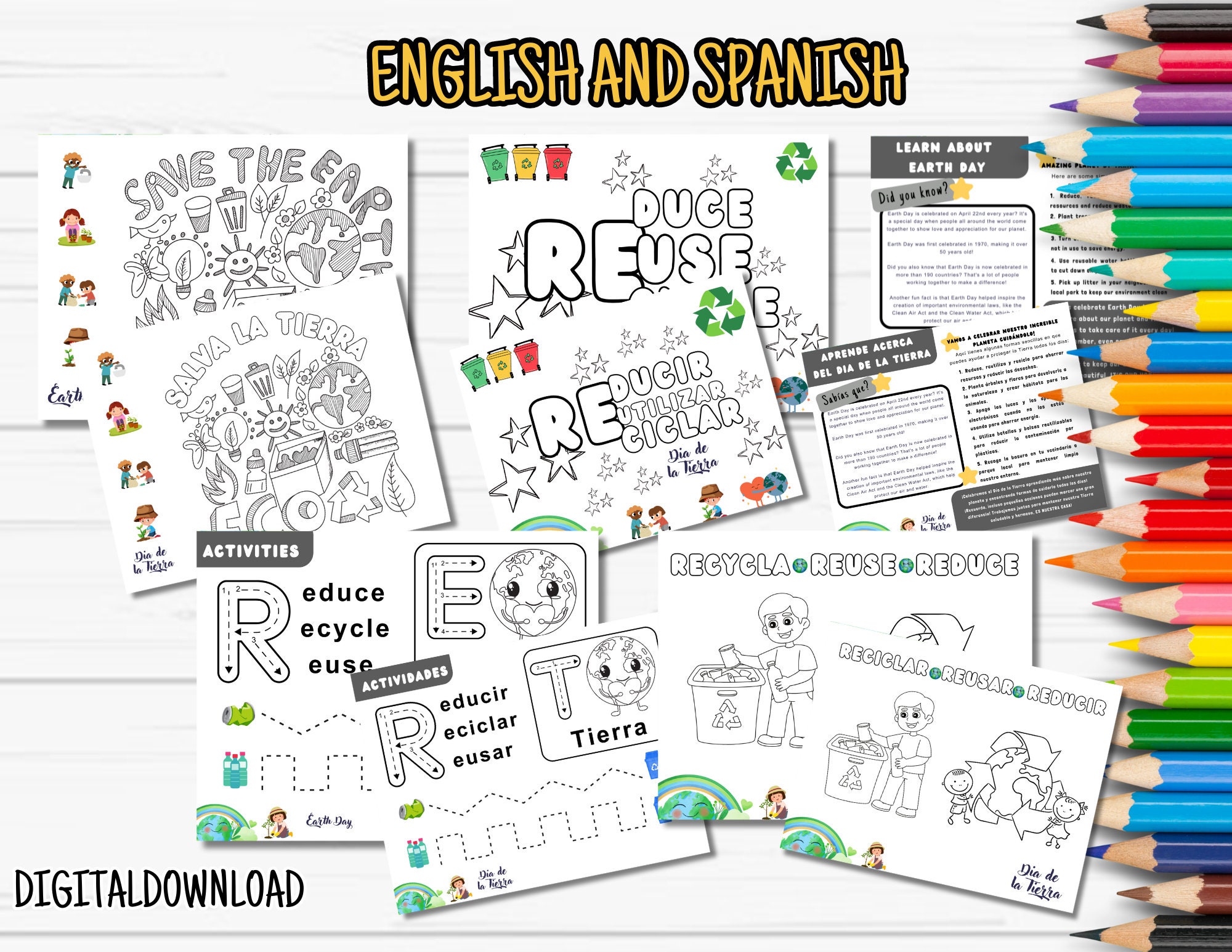 Earth Day Activity Pack: Coloring Pages, Paper Headband (digital ...
