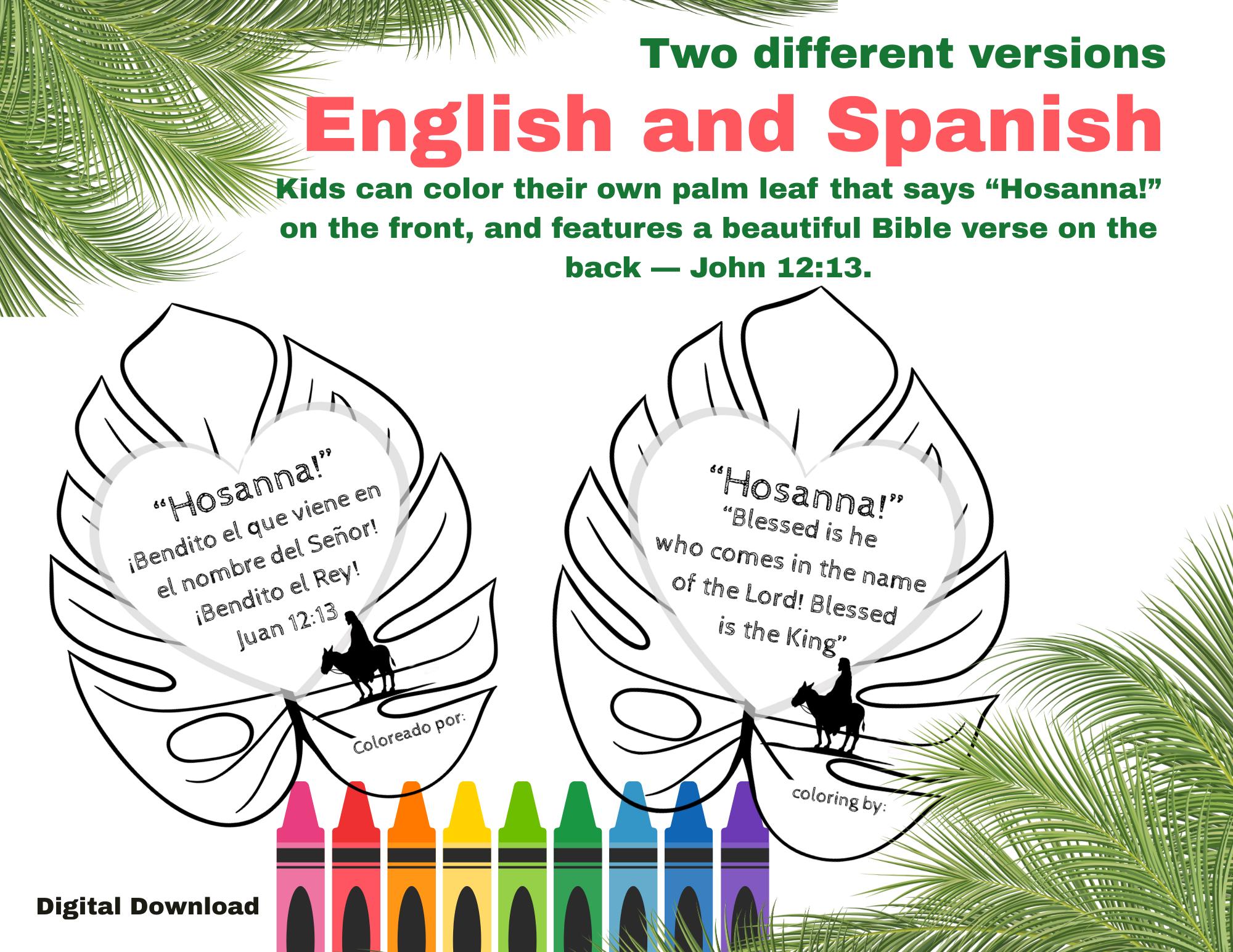 Palm Sunday Craft for Kids Printable, Hosanna, Coloring Palm, Bible ...