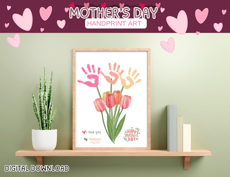 Mother's Day Handprint Art: Tulip Bouquet Keepsake (digital Download ...