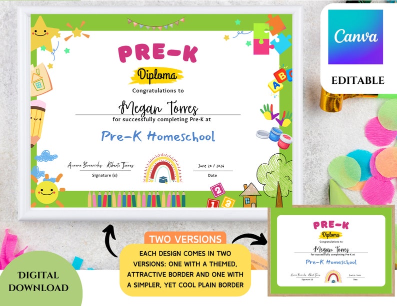 Bundle, PRE-K, Printable Homeschool Diploma, Pre-k Graduation ...