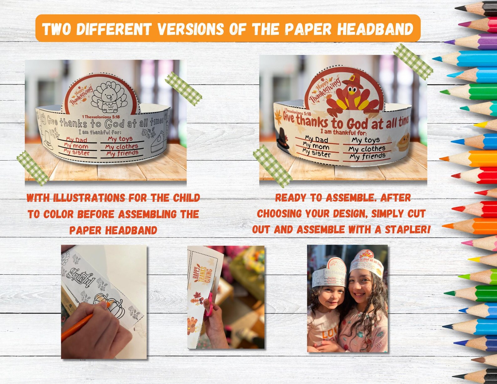 Christian Thanksgiving Headband Craft Printable, Bible Verse Crown for ...