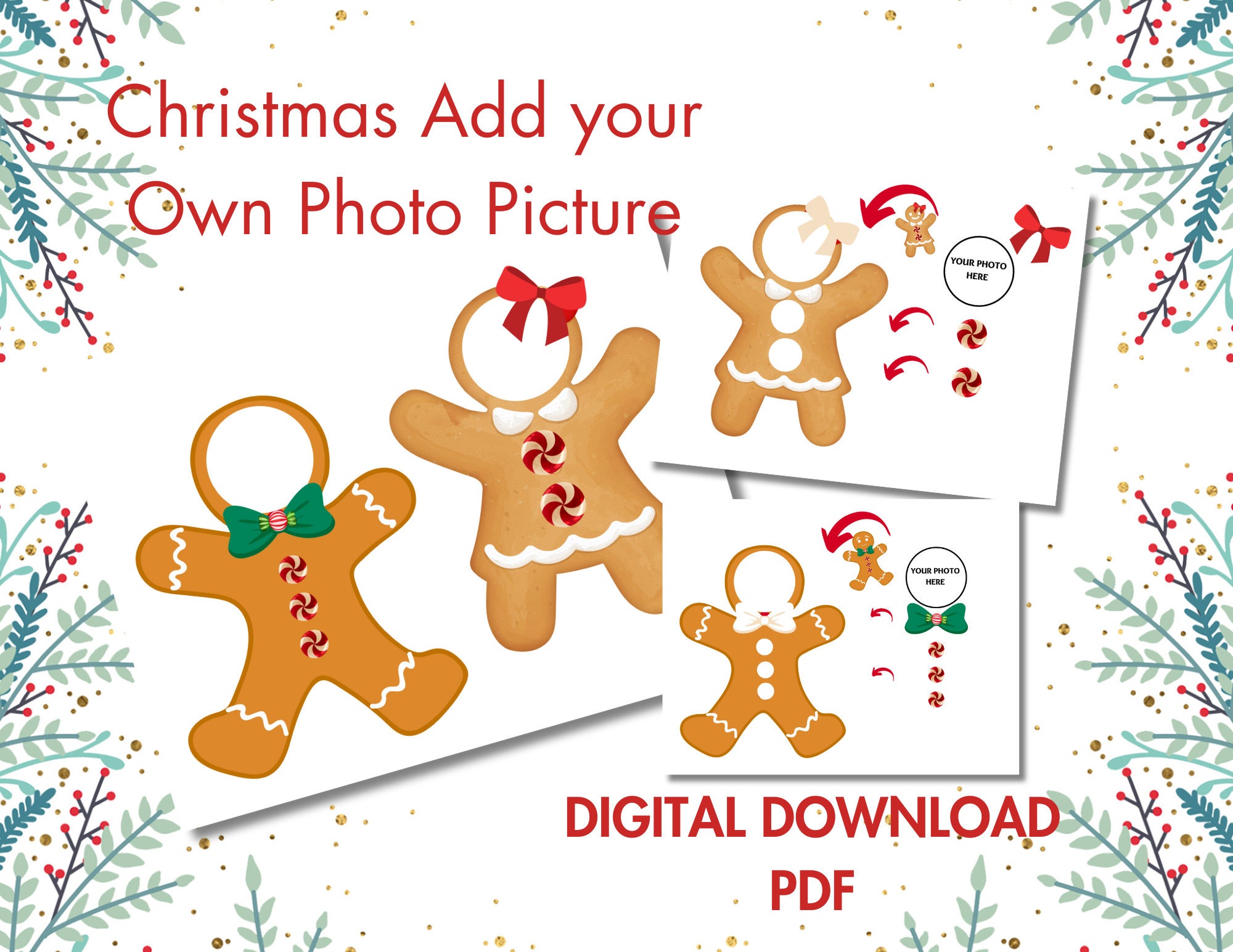Christmas Add Your Own Photo Picture PDF Ginger Bread Boy & Girl Add ...