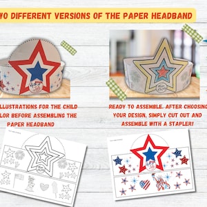 4th of July Headband: USA Printable Craft, Kids Coloring Activity ...