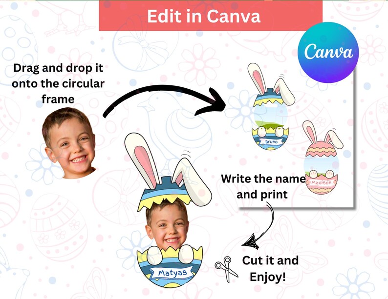 Editable Easter Egg Template: Photo & Name Keepsake (canva + PDF) - Etsy