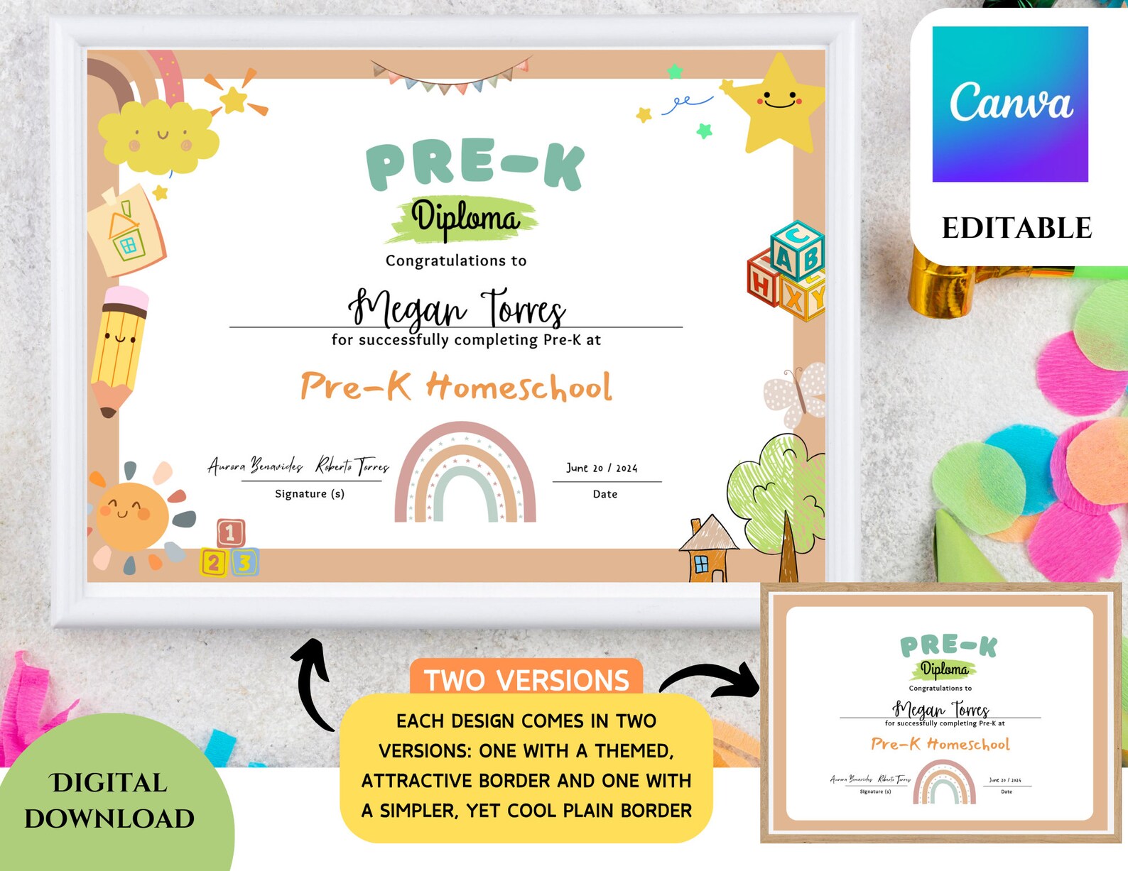 Bundle, PRE-K, Printable Homeschool Diploma, Pre-k Graduation ...