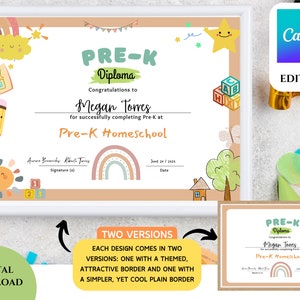 Bundle, PRE-K, Printable Homeschool Diploma, Pre-k Graduation ...
