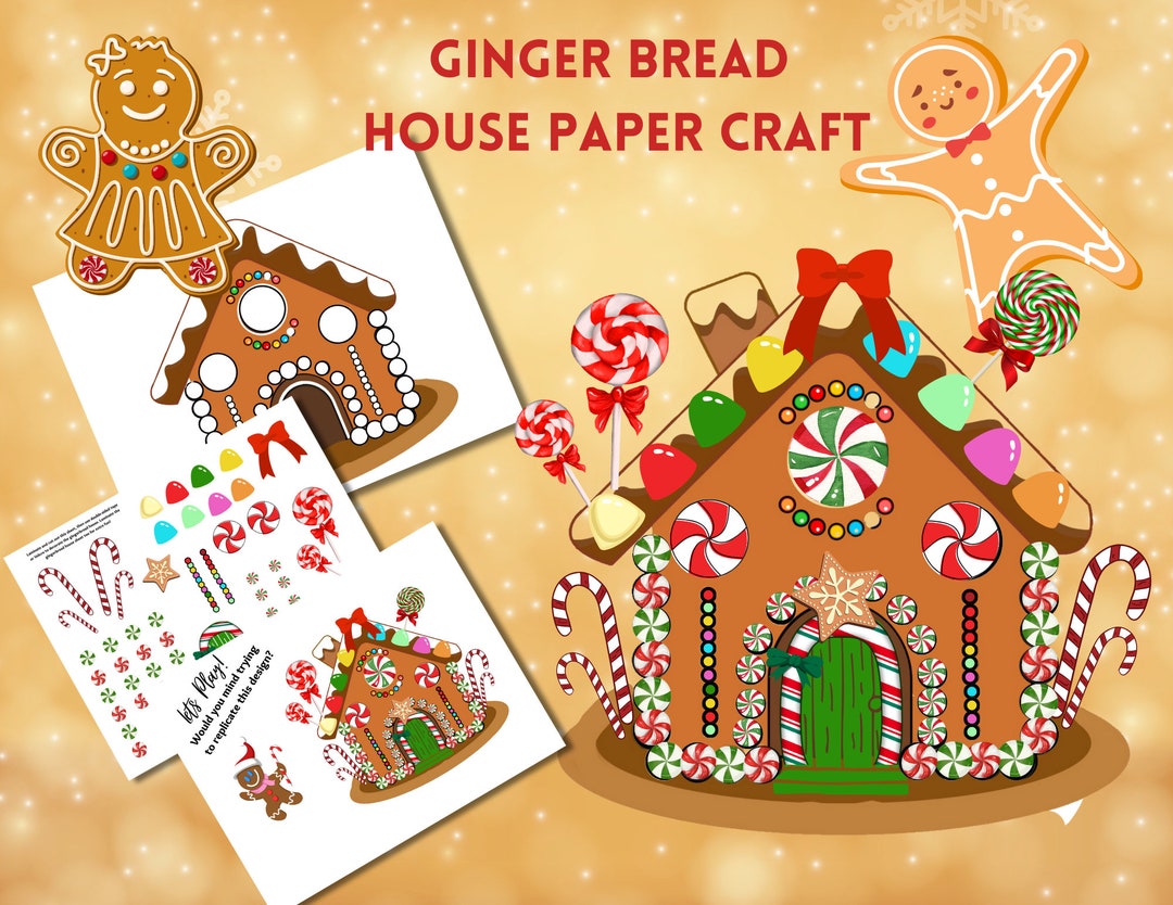 DIY Gingerbread House Craft: Christmas Printable Kit (PDF) - Etsy