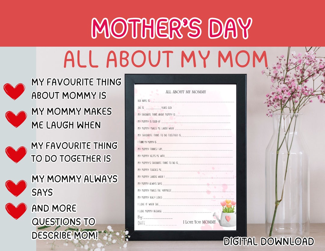 Mother's Day Printable: All About My Mom Keepsake (digital Download) - Etsy