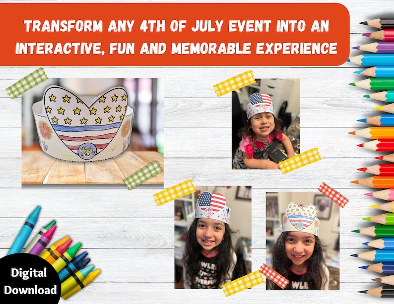 4th of July Headband: USA Printable Craft for Kids (DIY Digital ...