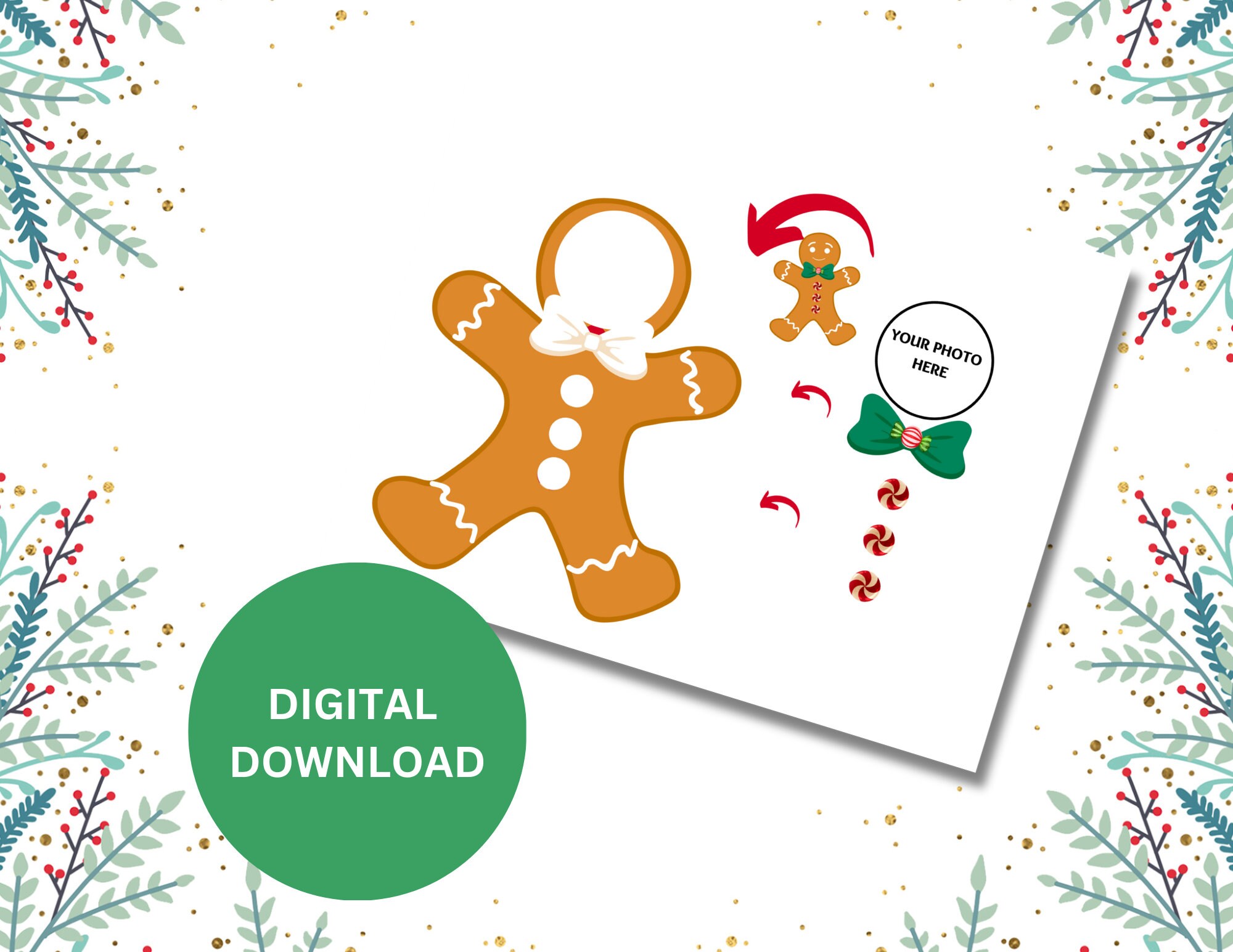 Christmas Add Your Own Photo Picture PDF Ginger Bread Boy & Girl Add ...