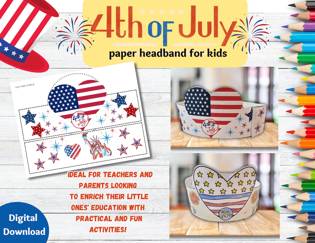 4th of July Headband: USA Printable Craft for Kids (DIY Digital ...