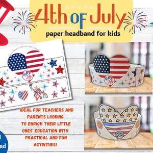 4th of July Headband: USA Printable Craft for Kids (DIY Digital ...