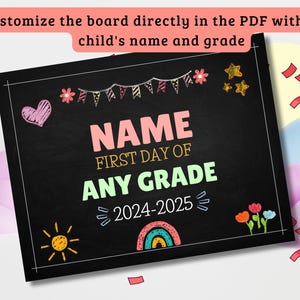 Editable First Day of School Sign, Printable, Personalized Sign, Back ...