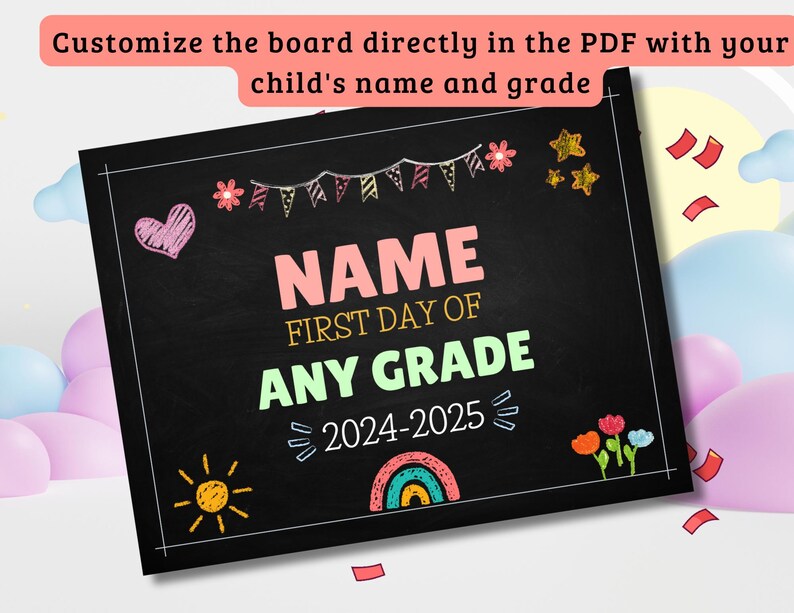 Editable First Day of School Sign, Printable, Personalized Sign, Back ...