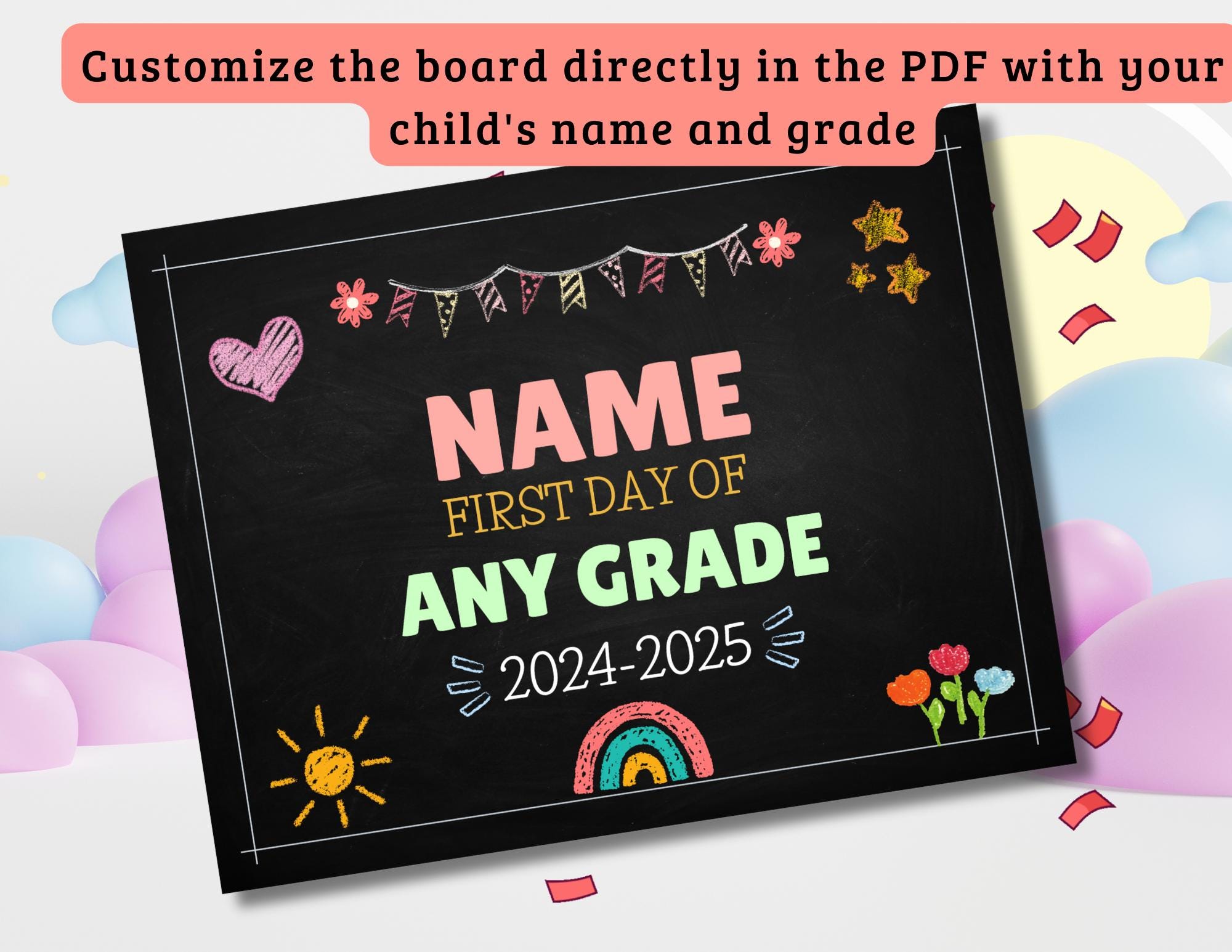Editable First Day of School Sign, Printable, Personalized Sign, Back ...