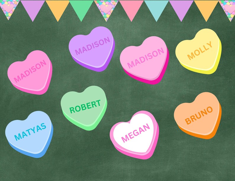Valentine's Day Bulletin Board Kit: Conversation Hearts Decor (digital ...