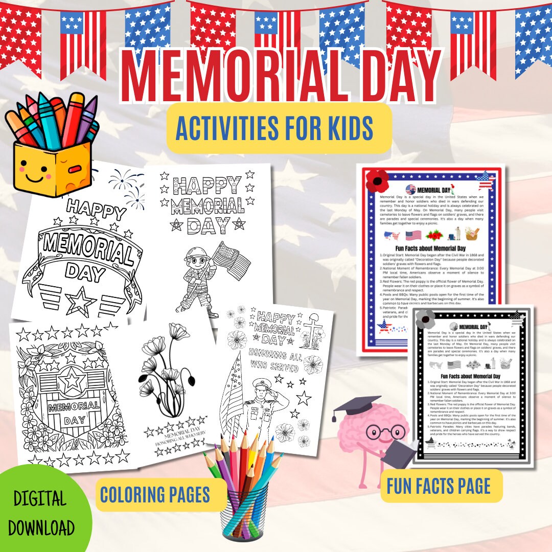 Memorial Day, Coloring Page, Printables for Kids, Coloring Book ...