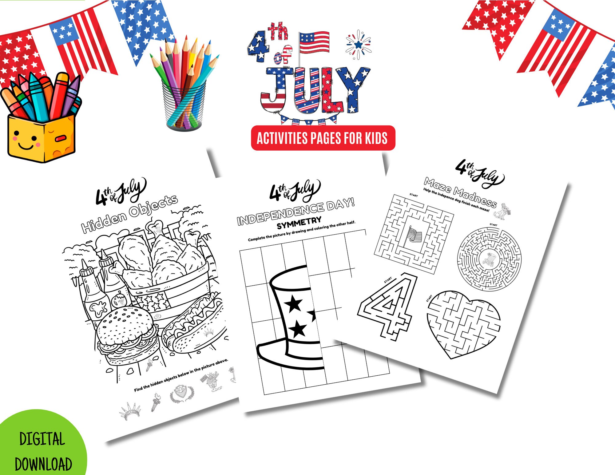 4th of July, Coloring Page, Printables for Kids, Coloring Book ...