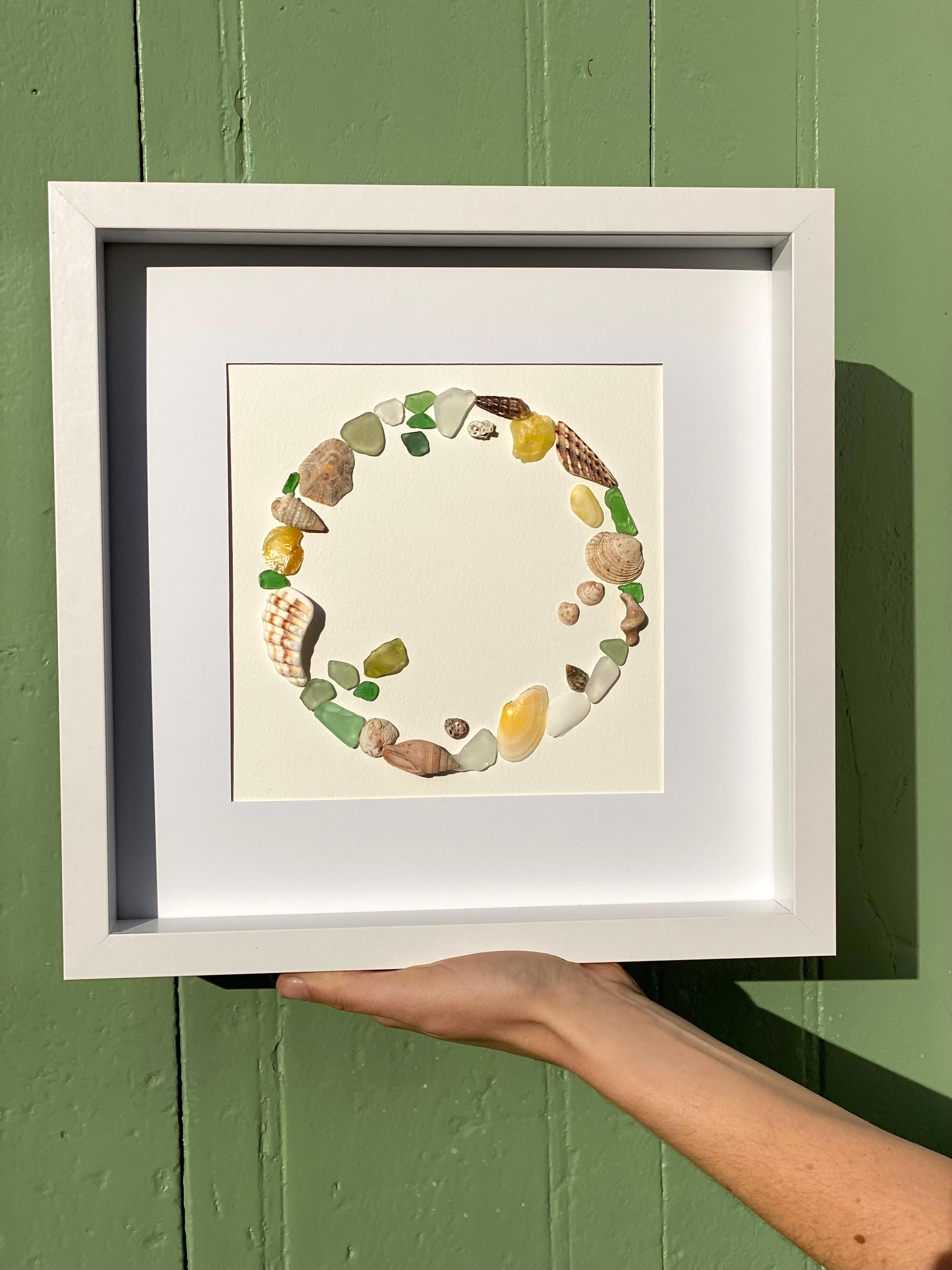 Large Framed Shell Art, Seaglass Art Decor, Shell Art, Beach Decor ...