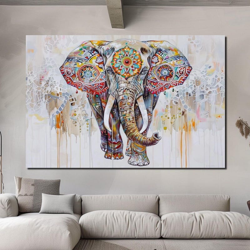 Large Elephant Painting - Etsy