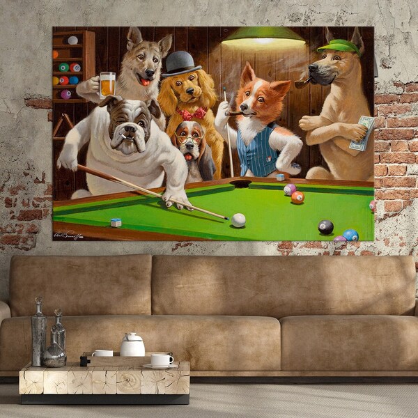 Dogs Playing Pool - Etsy