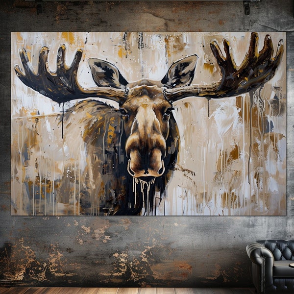 Moose Canvas Wall Art Rustic Decor Hunting Gifts Maine Forest Print ...
