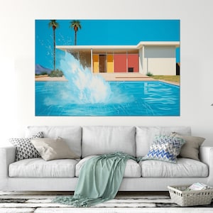 Splash Canvas Wall Art Print Swimming Pool Print Mid Century Modern ...