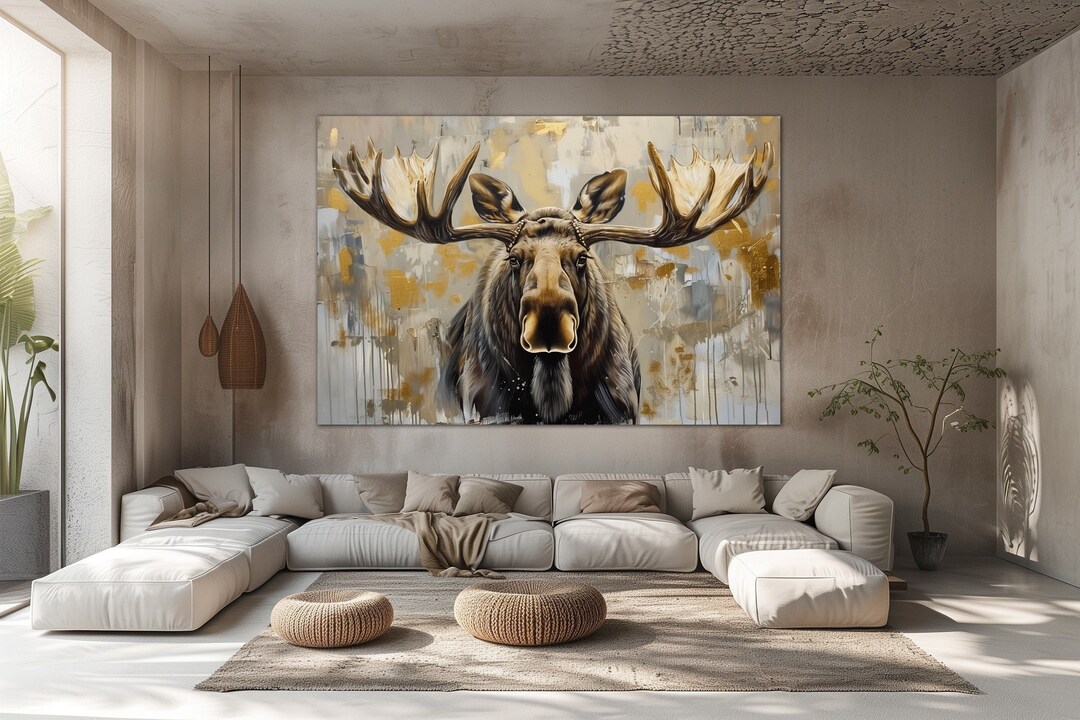 Forest Moose Canvas Wall Art Rustic Home Decor Hunting Gifts Farmhouse ...