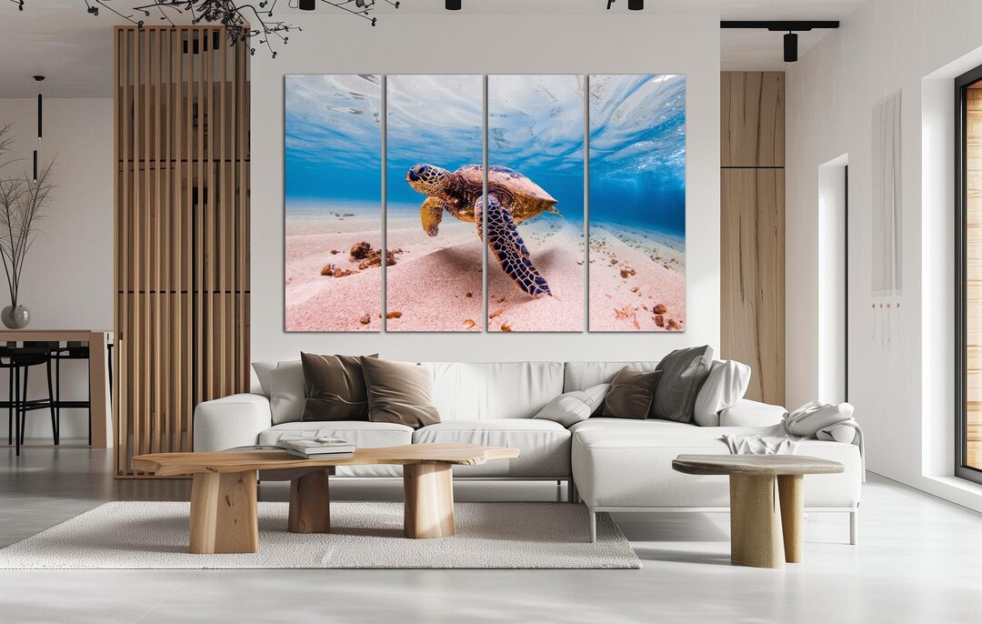 Sea Turtle Canvas Wall Art Nautical Decor Ocean Print Life Aquatic ...