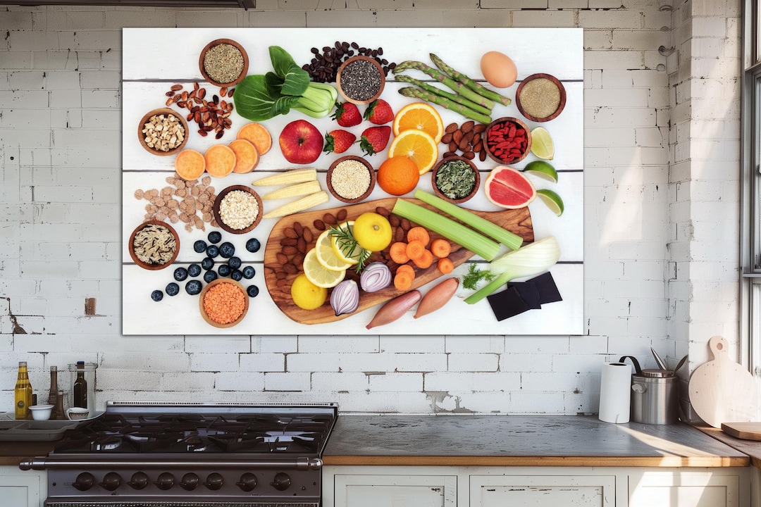 Kitchen Food Canvas Wall Art Kitchen Wall Decor Colorful Cooking Print ...