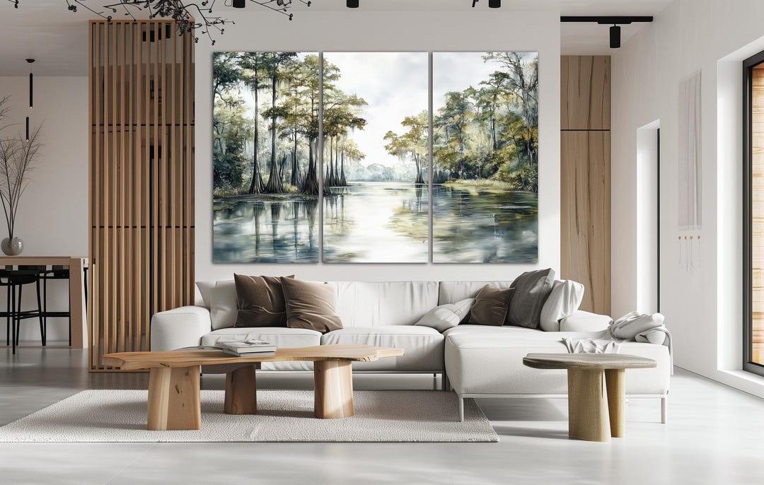 Louisiana Swamp Canvas Wall Art Bathroom Decor Watercolor Print Tree ...